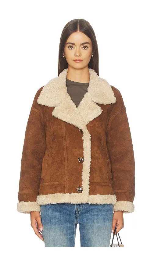 CUBIC LONDON Cropped Oversized Faux Shearling Jacket