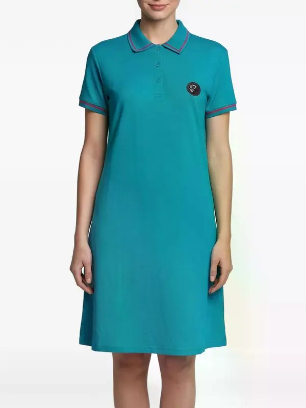 Versace Medusa-appliqué Polo-collar Mini Dress - Blue