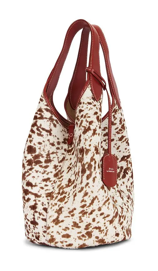 Polo Ralph Lauren Haircalf Tote Medium Bag In Black & White