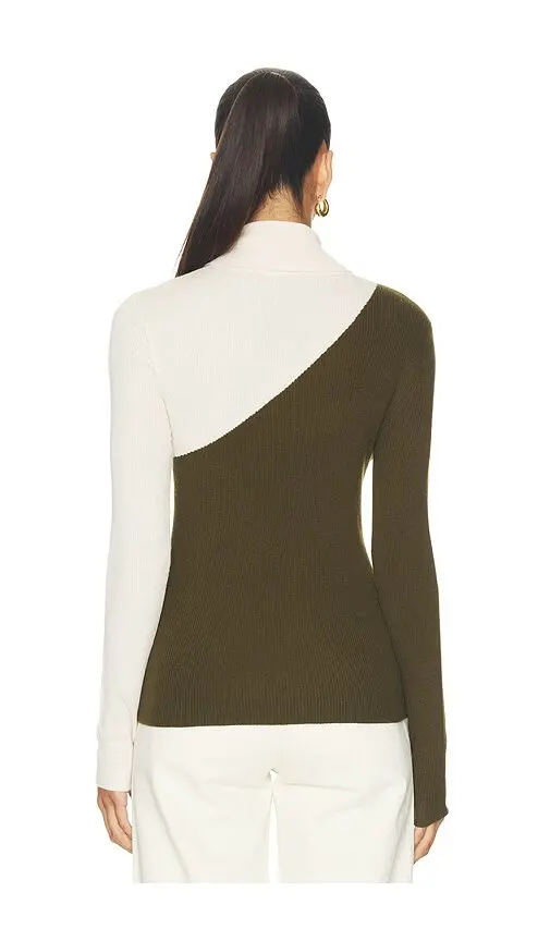 Essentiel Antwerp Koncert Bicolour Turtleneck In Olive