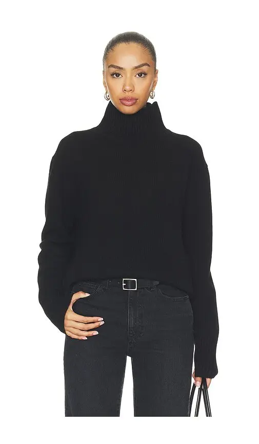 WHITE & WARREN Cashmere Oversized Standneck Sweater