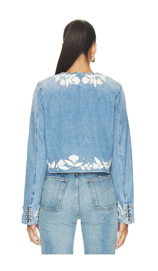 Citizens Of Humanity Flora Jacket With Floral Embroidery In Blue