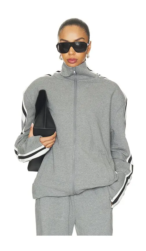 Norma Kamali Oversized Side Stripe Turtle Jacket In Grey