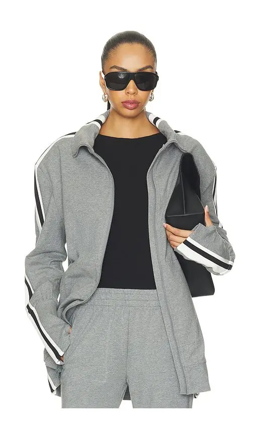 Norma Kamali Oversized Side Stripe Turtle Jacket In Grey