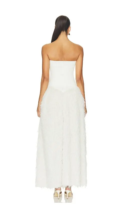 PatBO Lucia Fringe Long Dress In White
