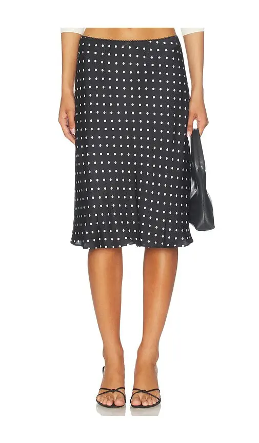 GUIZIO Satin Paloma Skirt In Black