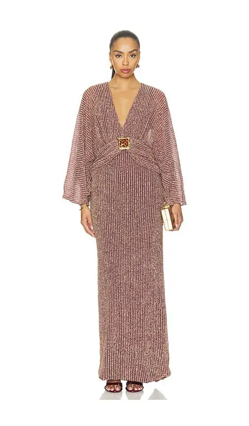 PatBO Groovy Knit Sleeve Dress - Brown