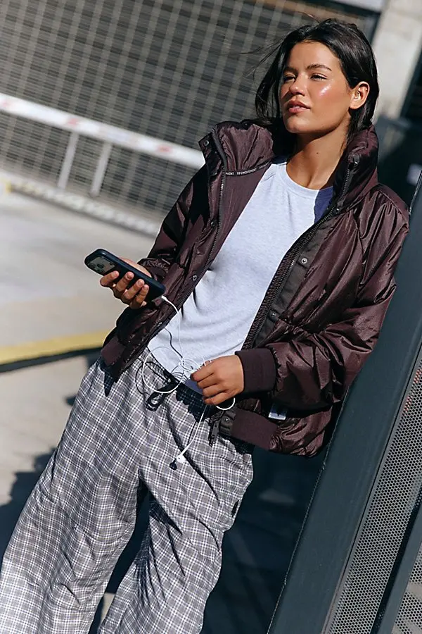 Free People Max Out Puffer Jacket - Chocolate