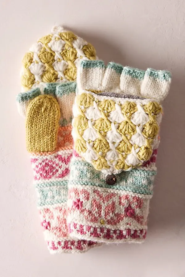 FRENCH KNOT Antonia Convertible Mittens - Green