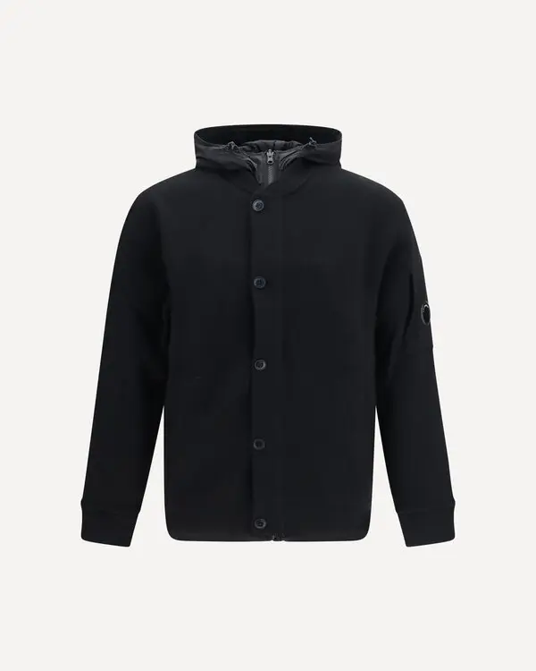 C.P. COMPANY C. P. Company Reversibe Merino Woo And Stretch Nyon Cardigan Mae - Black