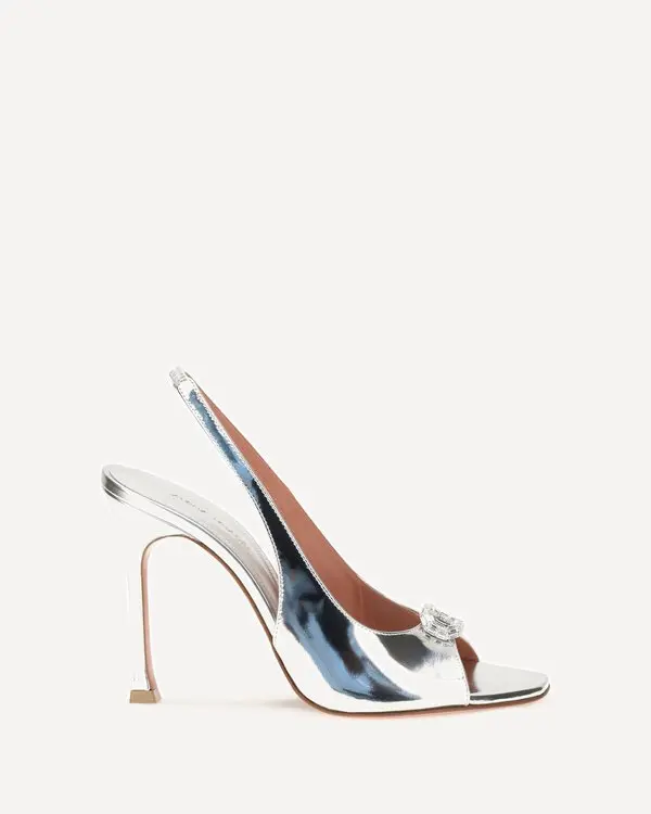Amina Muaddi Mini Camelia Slingback Sandals - Silver
