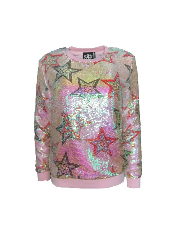 ANY OLD IRON Iridescent Star Sequin Sweatshirt - Pink/red