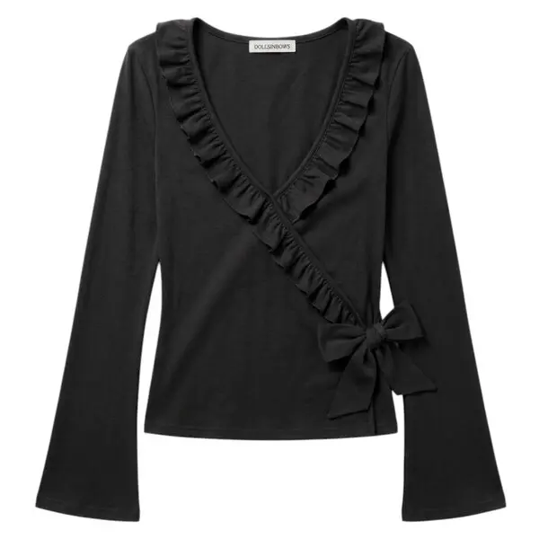 DOLLSINBOWS Morgan Cotton Bell Sleeve Top - Black