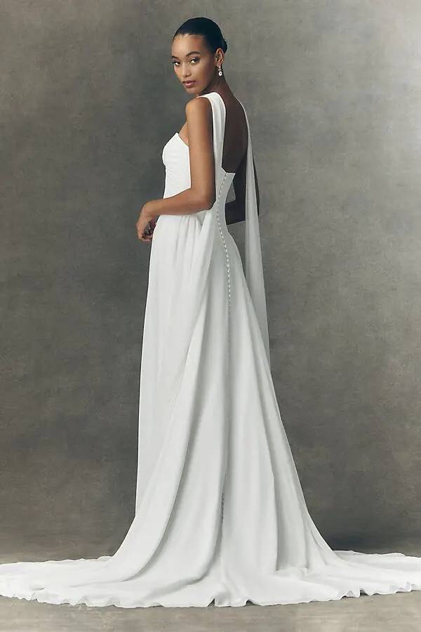 Jenny Yoo Shiloh Strapless Chiffon Gown