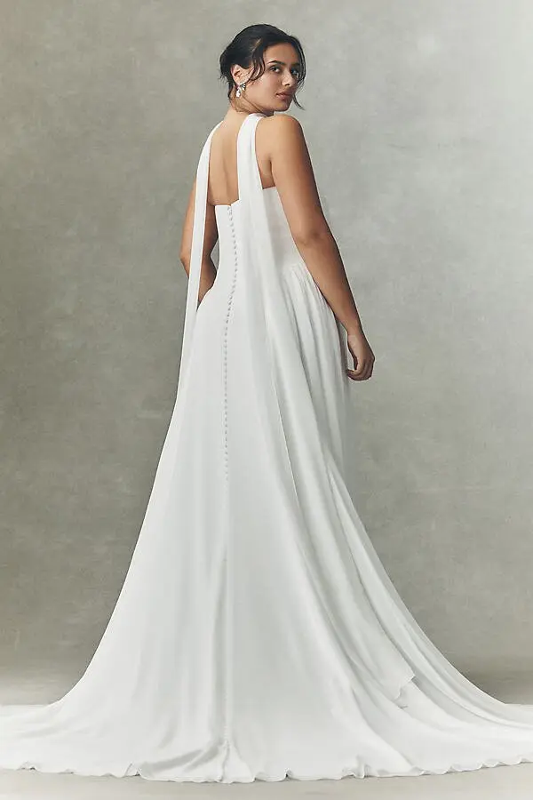 Jenny Yoo Shiloh Strapless Chiffon Gown
