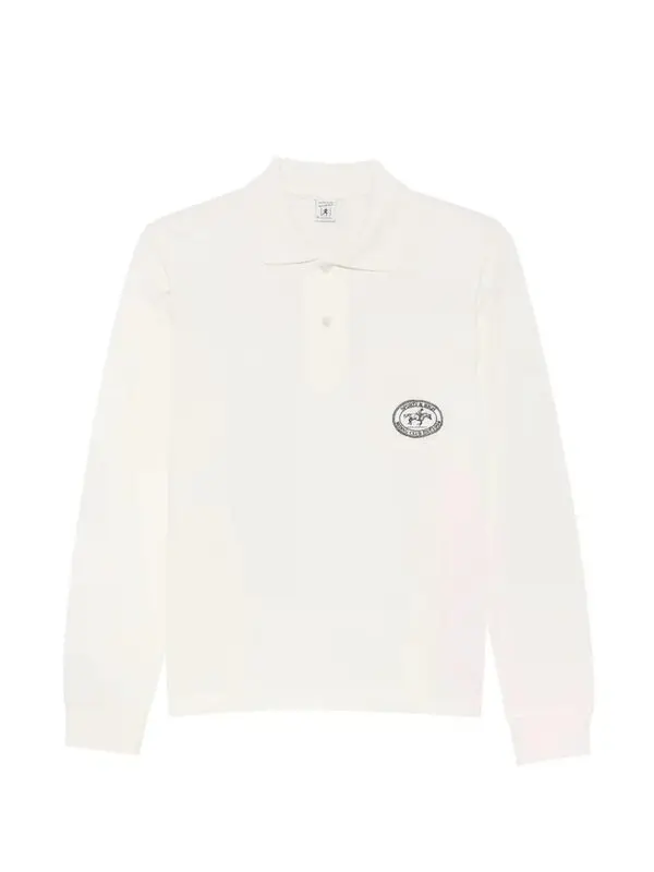 Sporty & Rich Perry Logo-patch Long-sleeve Polo Shirt - Neutrals