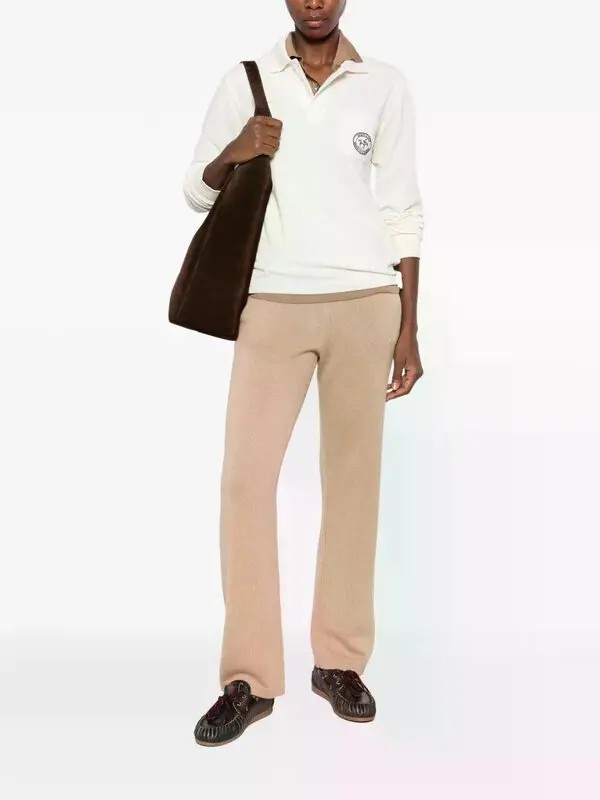 Sporty & Rich Perry Logo-patch Long-sleeve Polo Shirt