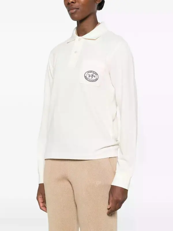 Sporty & Rich Perry Logo-patch Long-sleeve Polo Shirt