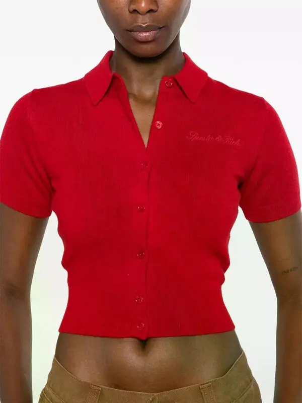 Sporty & Rich Jannie Short-sleeve Button-up Cardigan