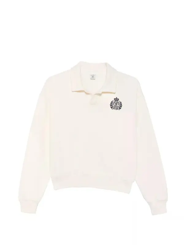 Sporty & Rich Elfa Logo-embroidered Polo-collar Sweatshirt