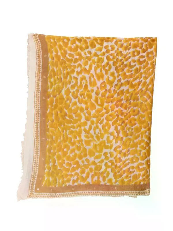 FRIENDLY HUNTING Cheetah-print Cashmere Scarf - Yellow