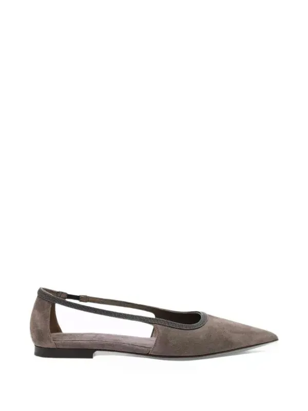 Brunello Cucinelli Pointed-toe Suede Ballet Flats