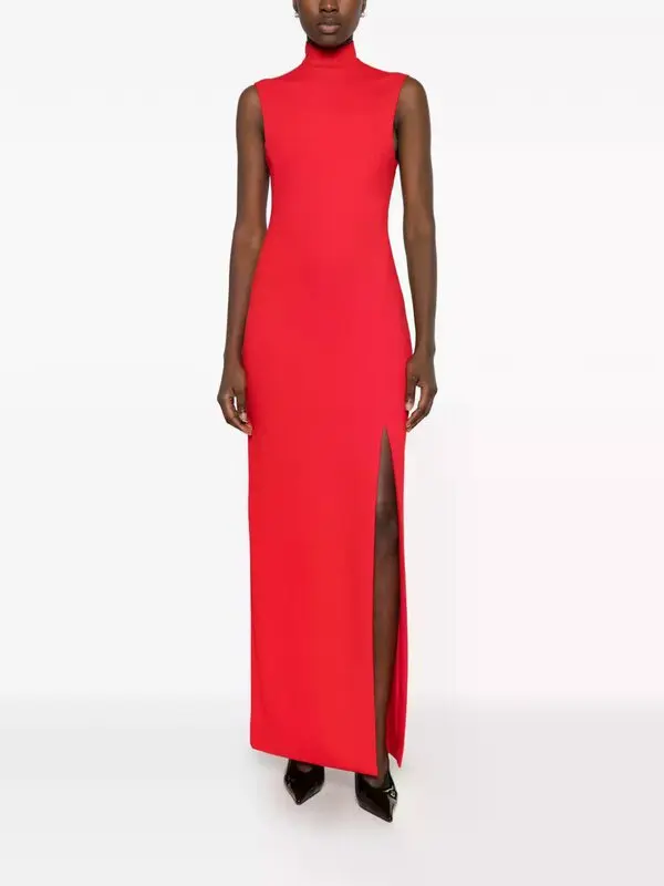 Solace London The Nanette High-neck Side-slit Maxi Dress