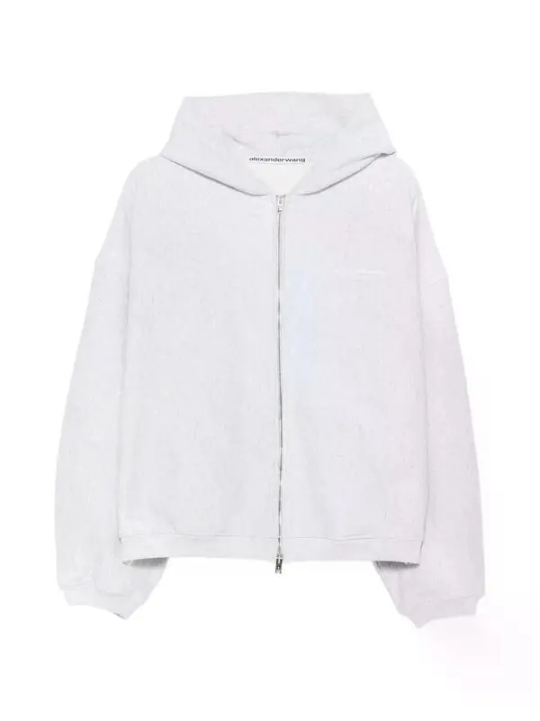Alexander Wang Logo-print Zip-up Hoodie - Grey