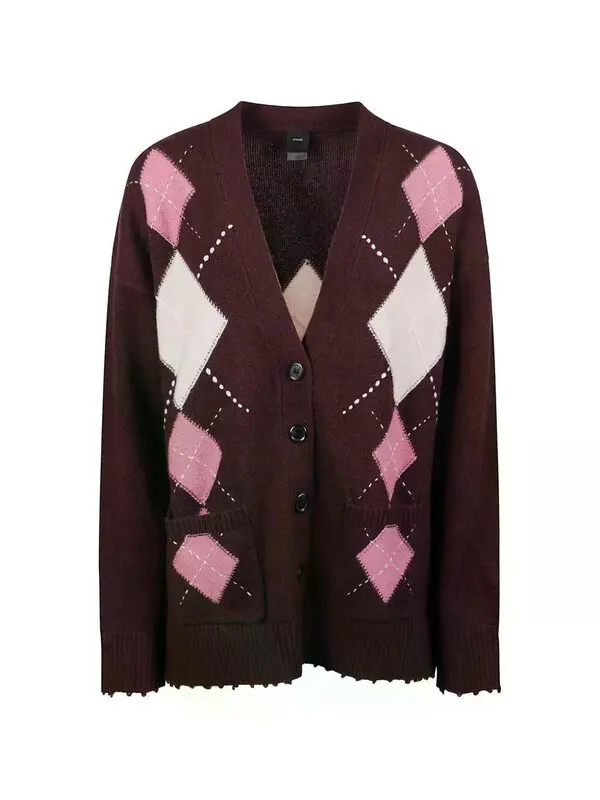 Pinko Wool And Cashmere Cardigan With Diamond Motif