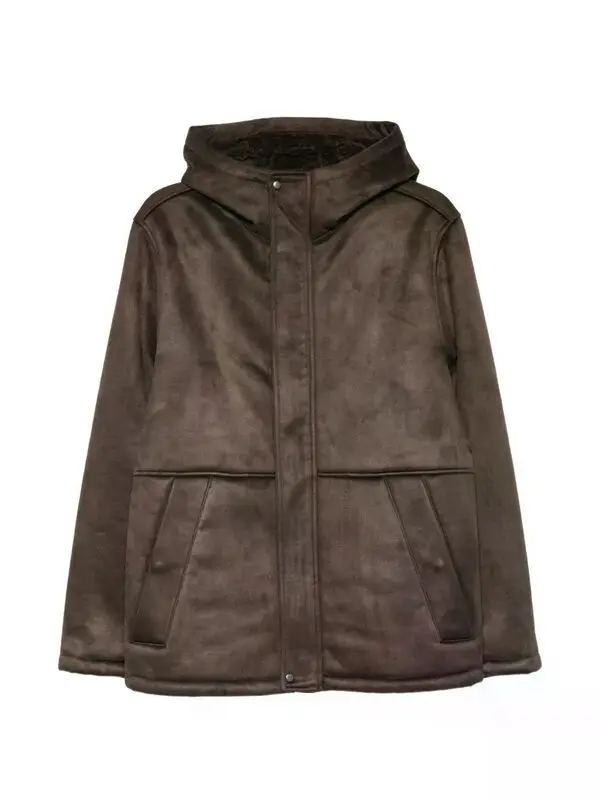 DANIELE ALESSANDRINI Hooded Faux-shearling Jacket - Brown