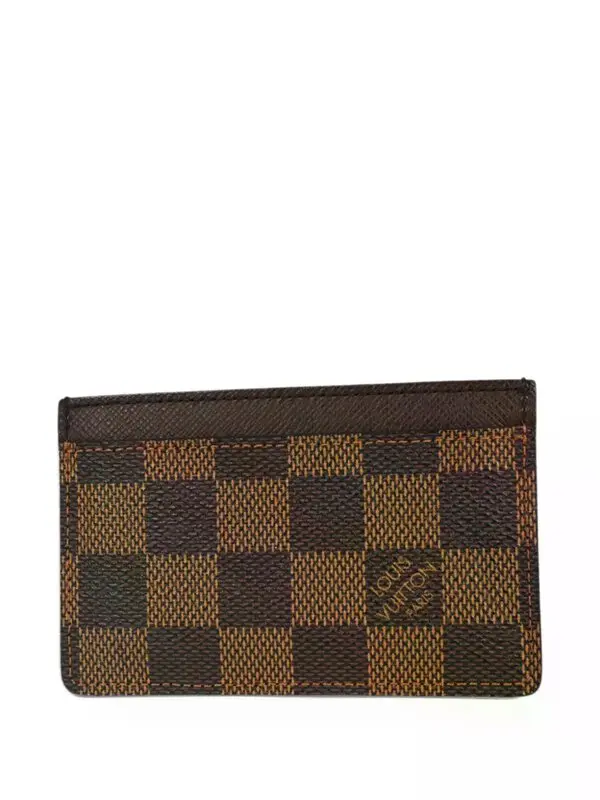 LOUIS VUITTON Small Porte Cartes Simple Damier Ebene Canvas Card Holder - Brown