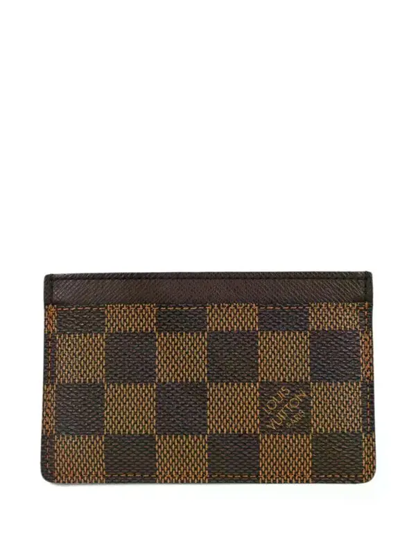 LOUIS VUITTON Small Porte Cartes Simple Damier Ebene Canvas Card Holder - Brown