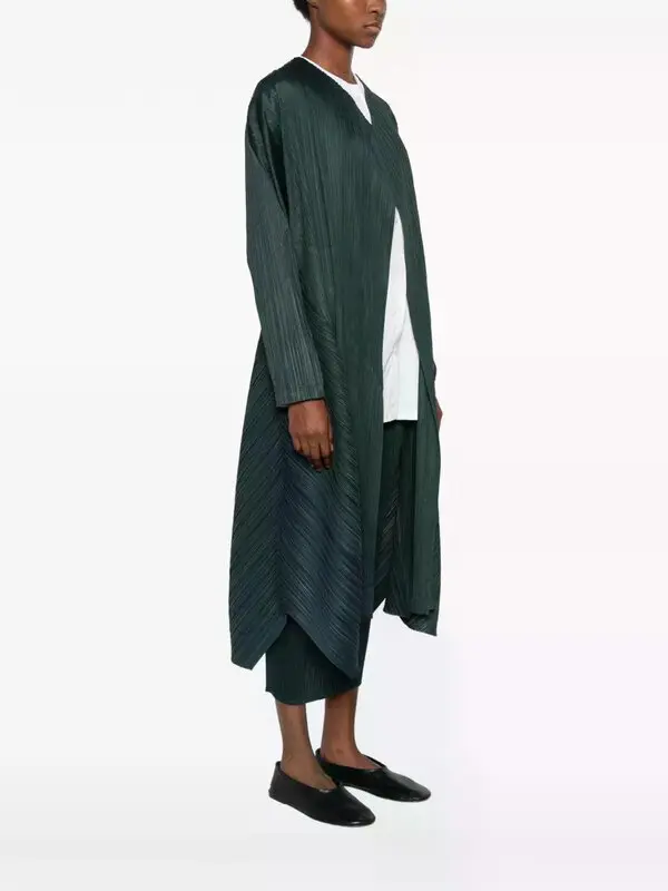 Issey Miyake Pleated Long-sleeve Coat