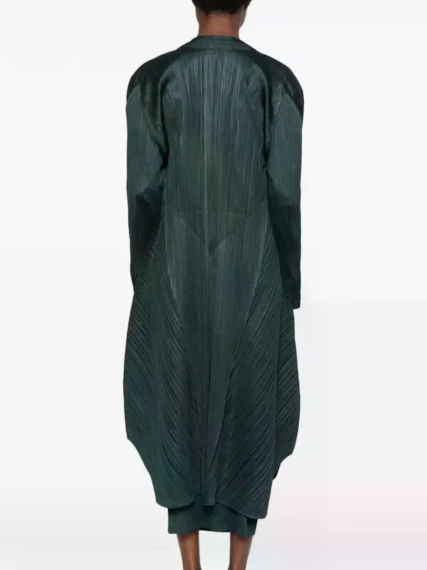 Issey Miyake Pleated Long-sleeve Coat