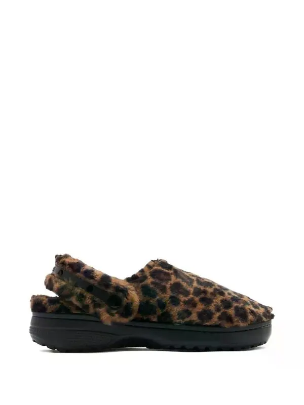 CROCS Classic Unfurgettable Leopard-print Faux-fur Mules