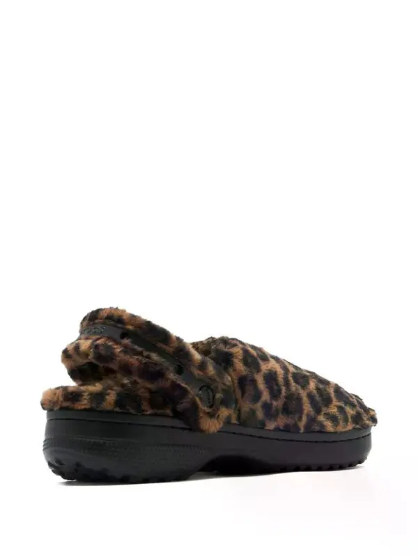 CROCS Classic Unfurgettable Leopard-print Faux-fur Mules