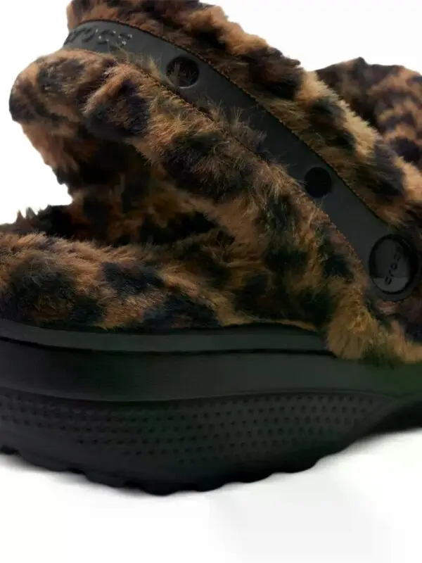 CROCS Classic Unfurgettable Leopard-print Faux-fur Mules