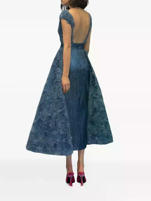 GEMY MAALOUF Floral-appliqué Gingham Dress