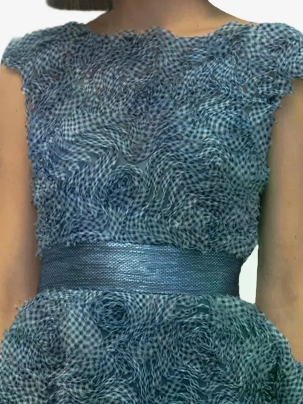 GEMY MAALOUF Floral-appliqué Gingham Dress