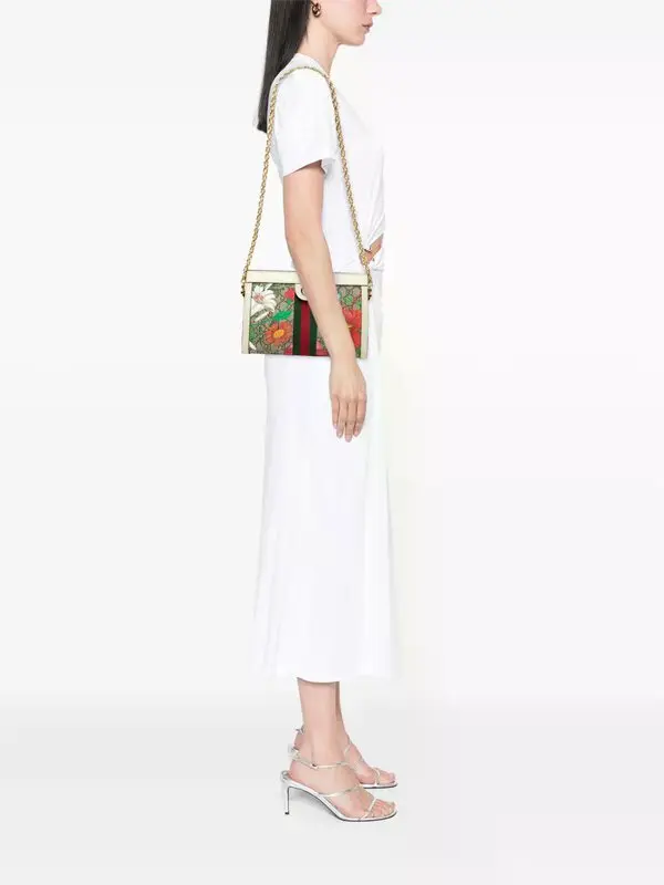 Gucci 2000-2015 Small Gg Supreme Flora Web Ophidia Chain Crossbody Bag