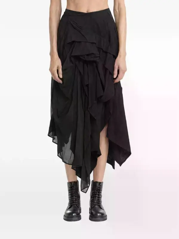 Yohji Yamamoto Tucked Voluminous Mid Skirt