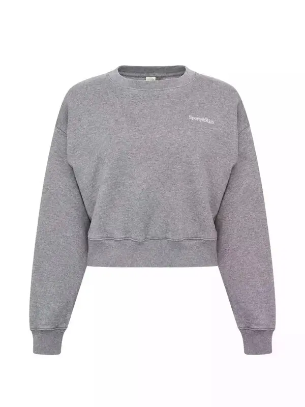 Sporty & Rich Serif-logo Embroidered Cropped Sweatshirt