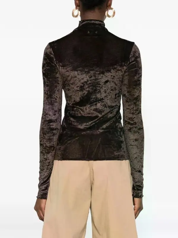 FORTE_FORTE Crushed-velvet High-neck Long-sleeved T-shirt