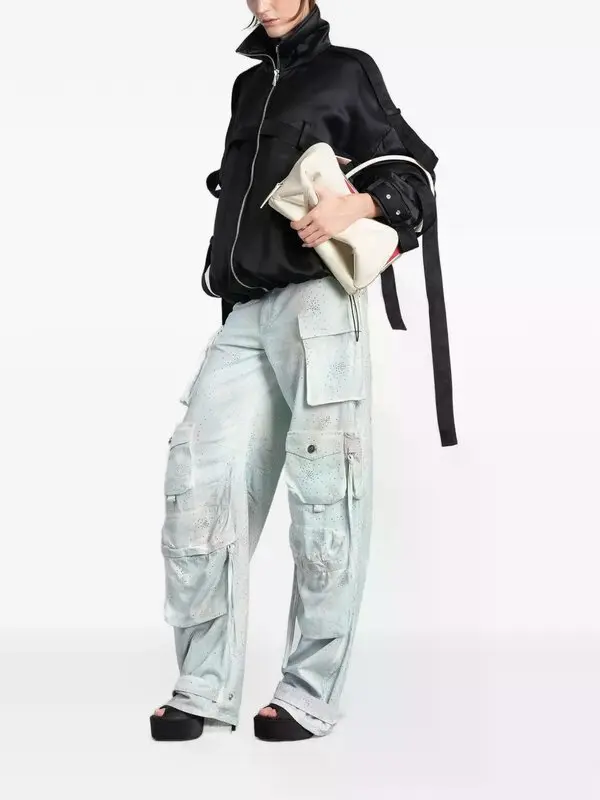 Attico Crystal-embellished Cargo-pocket Jeans