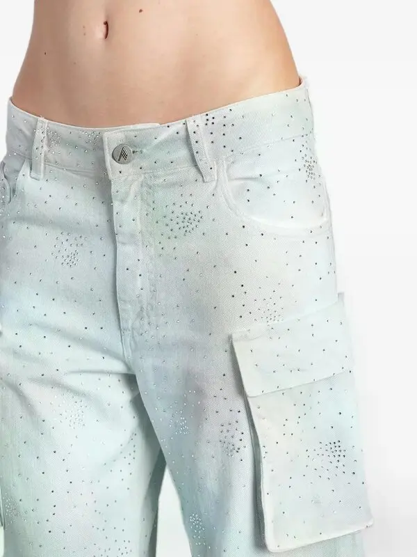 Attico Crystal-embellished Cargo-pocket Jeans
