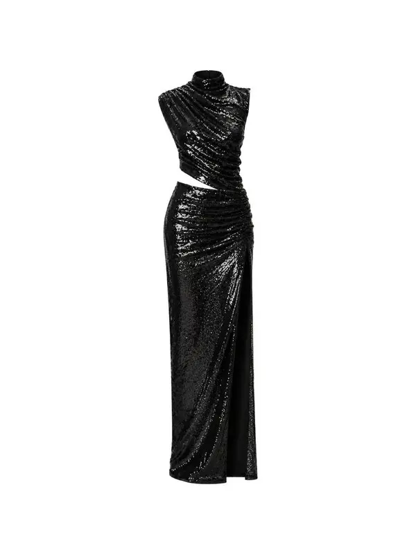 AMAZUIN Leo Sequins Embellished Cut-out Maxi Dress
