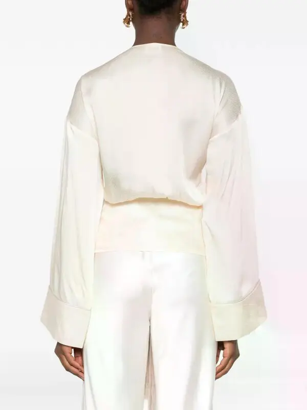 Andamane Fringe-trim Tie-front Blouse