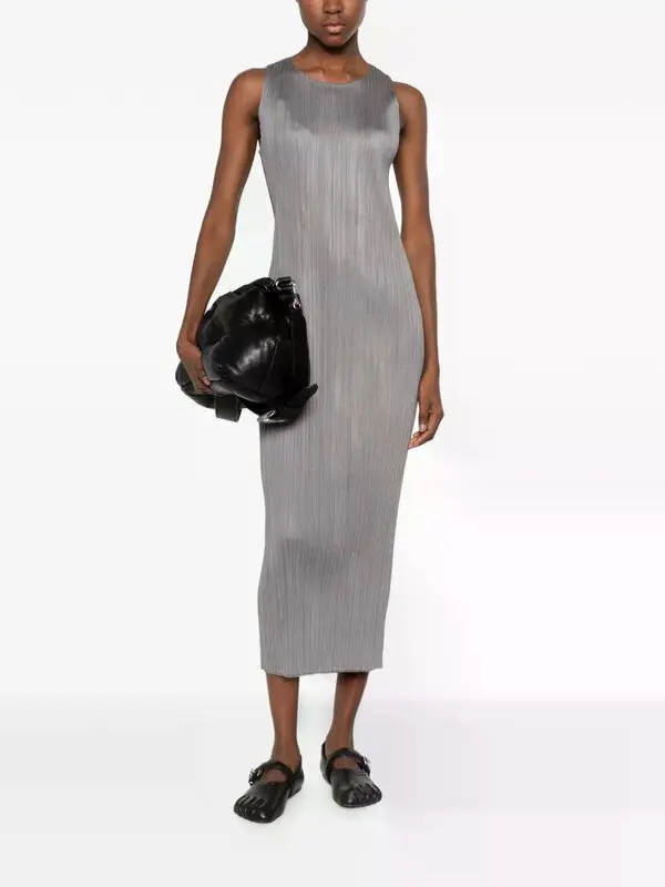 Issey Miyake Pleated Sleeveless Midi Dress