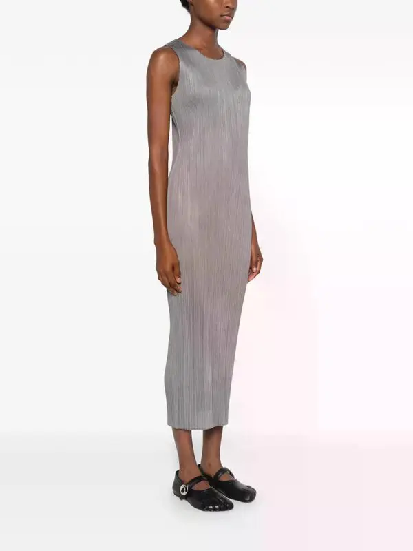 Issey Miyake Pleated Sleeveless Midi Dress