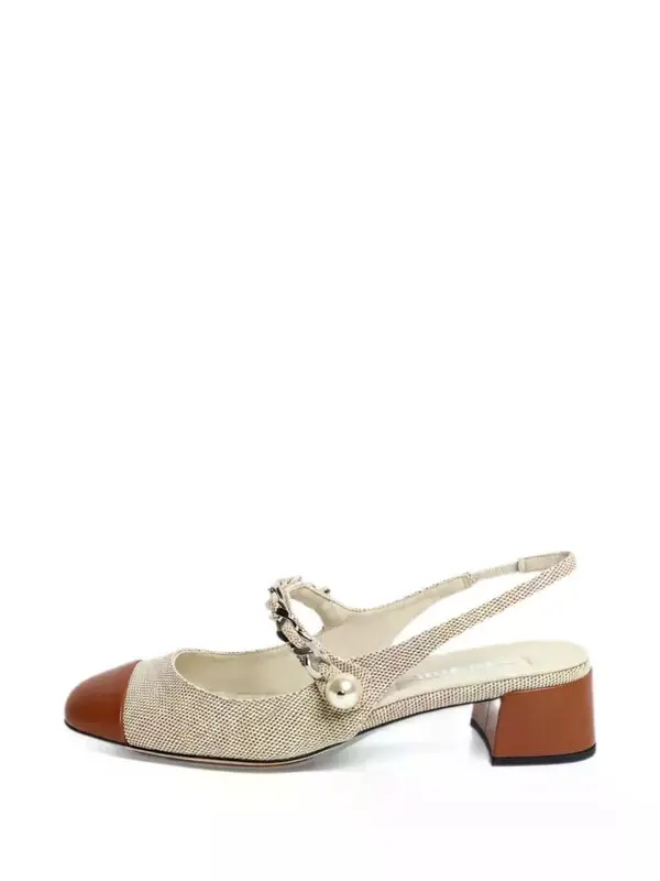 Miu Miu Cap-toe Chain-strap Slingback Pumps